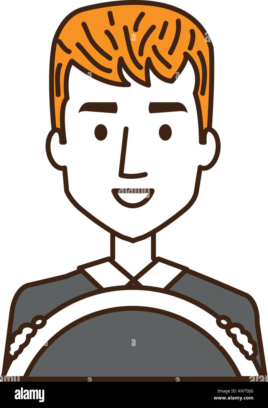 young man driving with steering wheel vector illustration design Stock ...