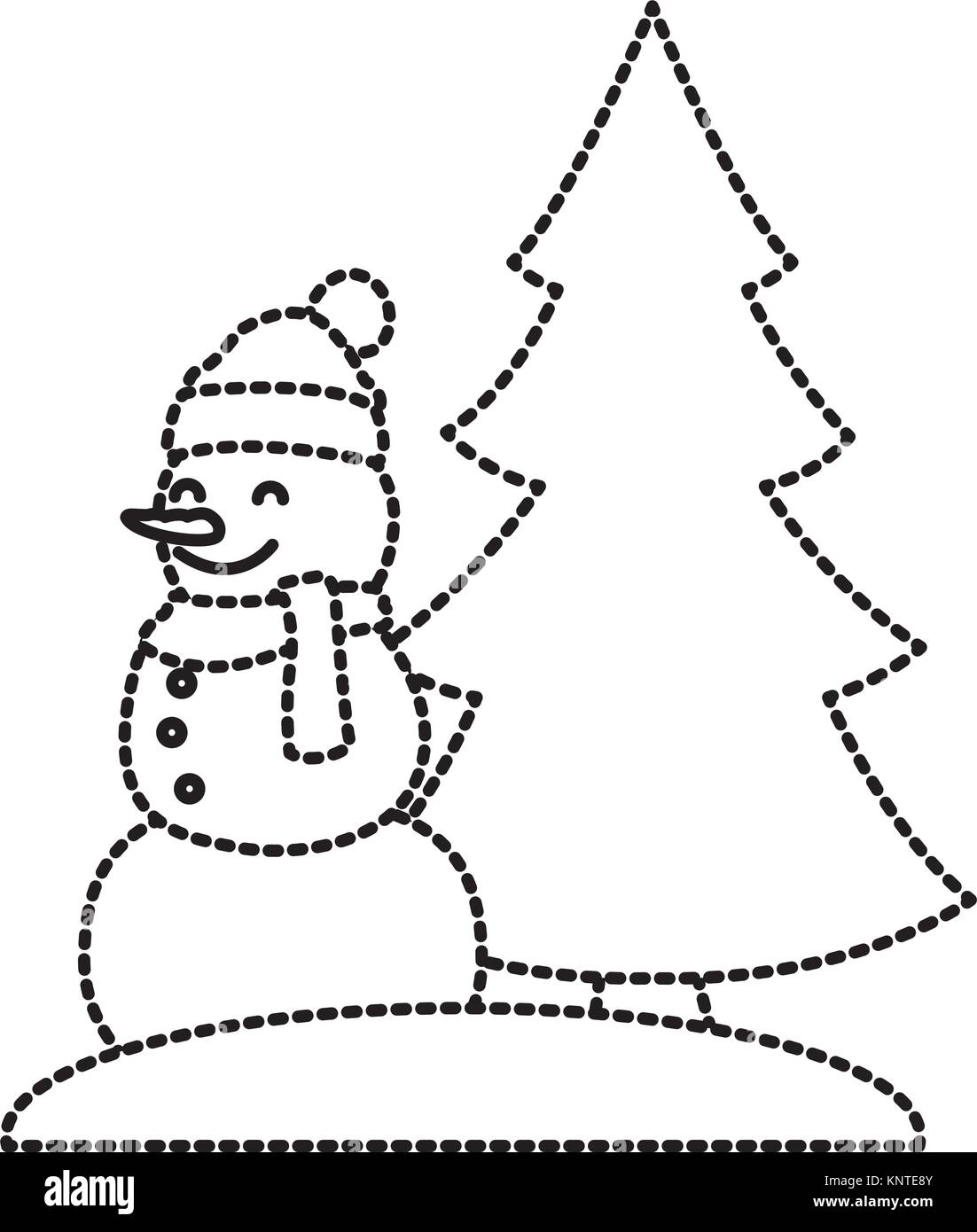 Snowman with tree pine Stock Vector Image & Art - Alamy