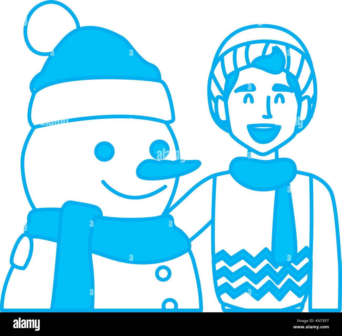 Snowman with boy winter cartoon Stock Vector Image & Art - Alamy