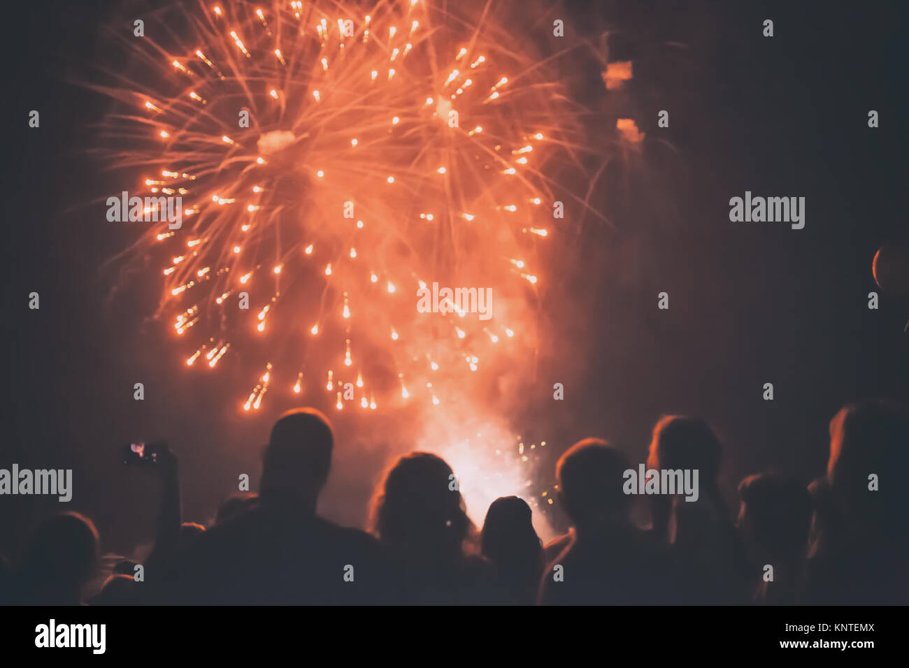 Crowd watching fireworks Stock Photo - Alamy