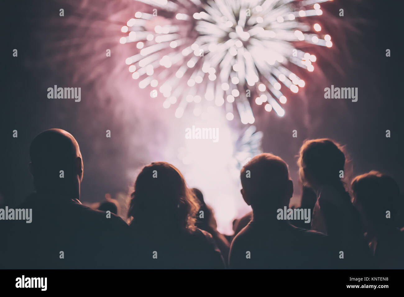 Crowd watching fireworks Stock Photo - Alamy
