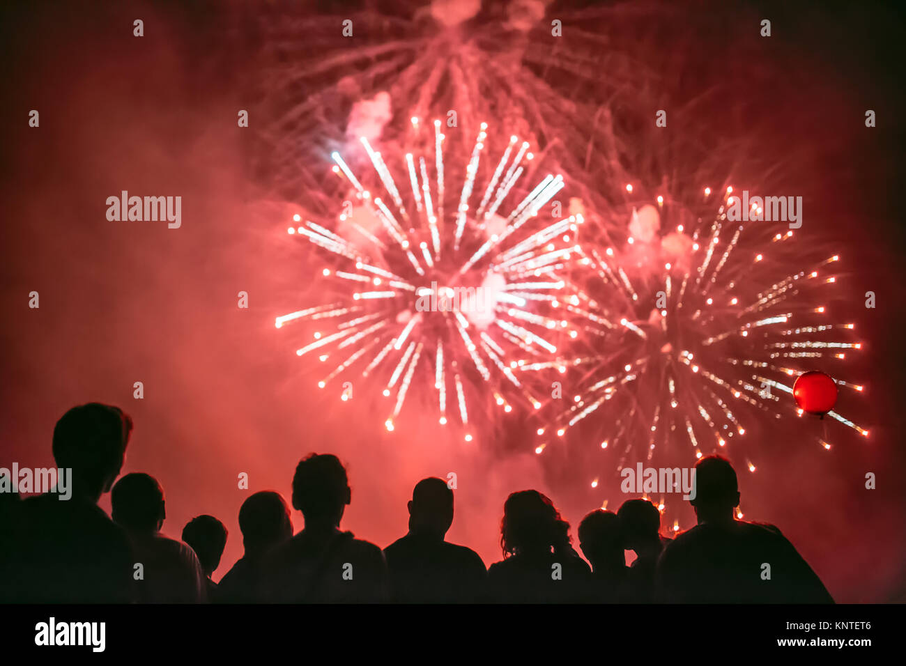 Crowd watching fireworks Stock Photo - Alamy