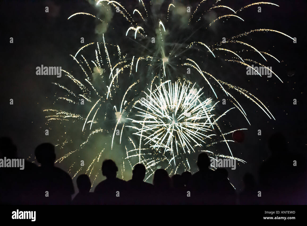 Crowd watching fireworks Stock Photo - Alamy