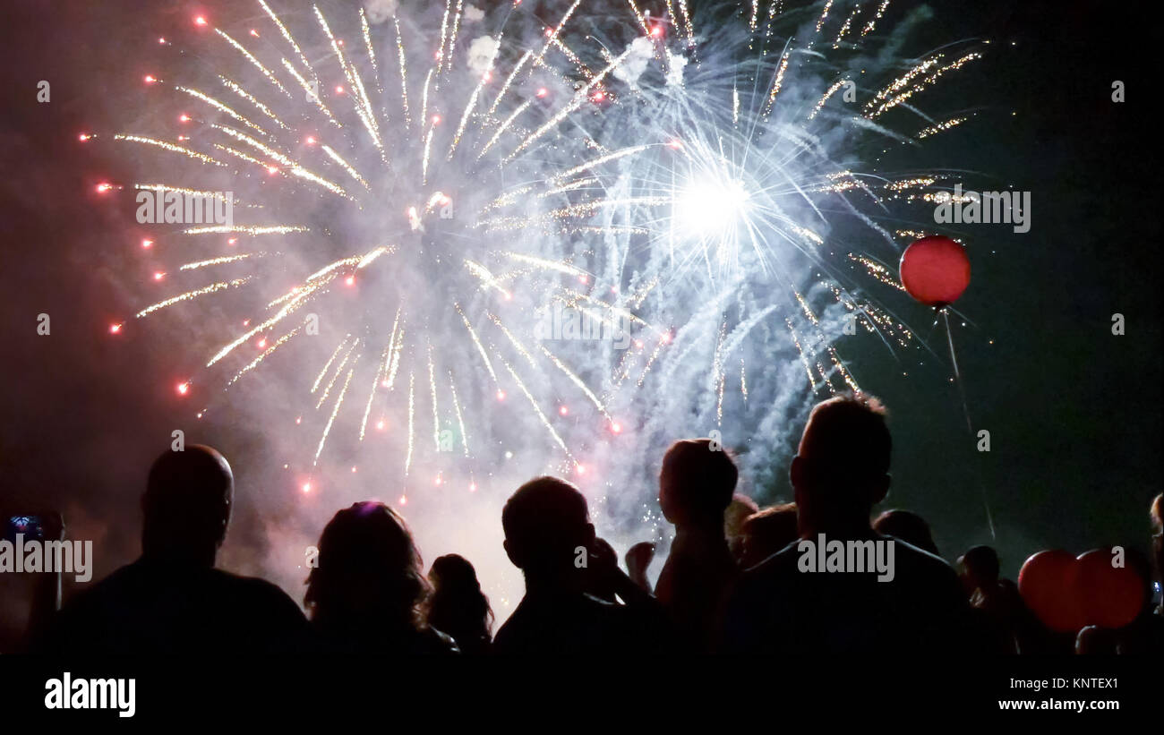 Crowd watching fireworks Stock Photo - Alamy