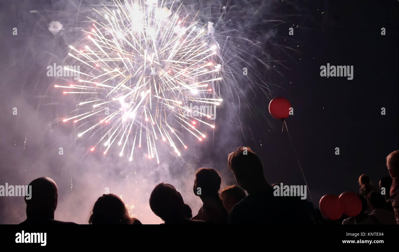 Crowd watching fireworks Stock Photo - Alamy
