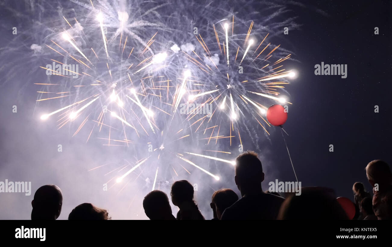 Crowd watching fireworks Stock Photo - Alamy