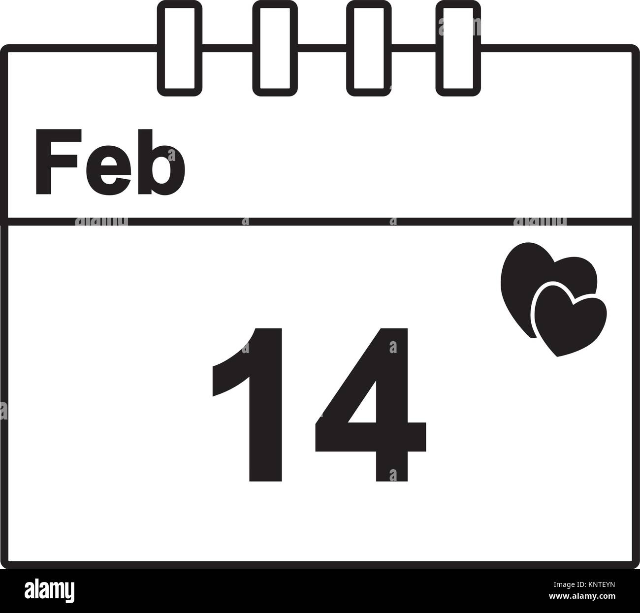 Calendar page for February 14th for the Valentine or Valentines Day ...