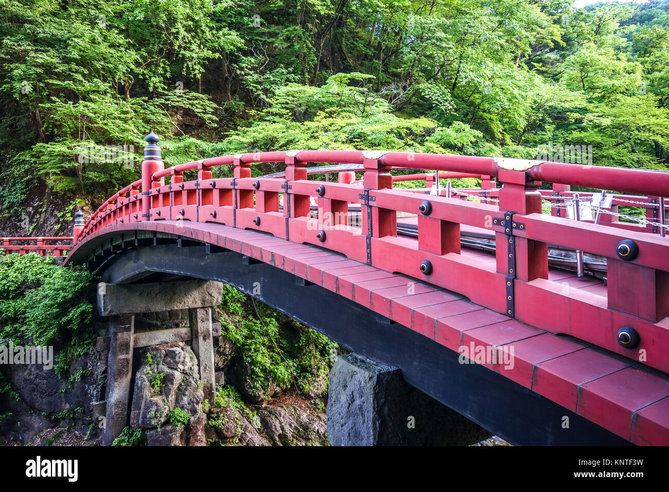 Futarasan jinja. Red wooden Shinkyo bridge, Nikko, Japan Stock Photo - Alamy