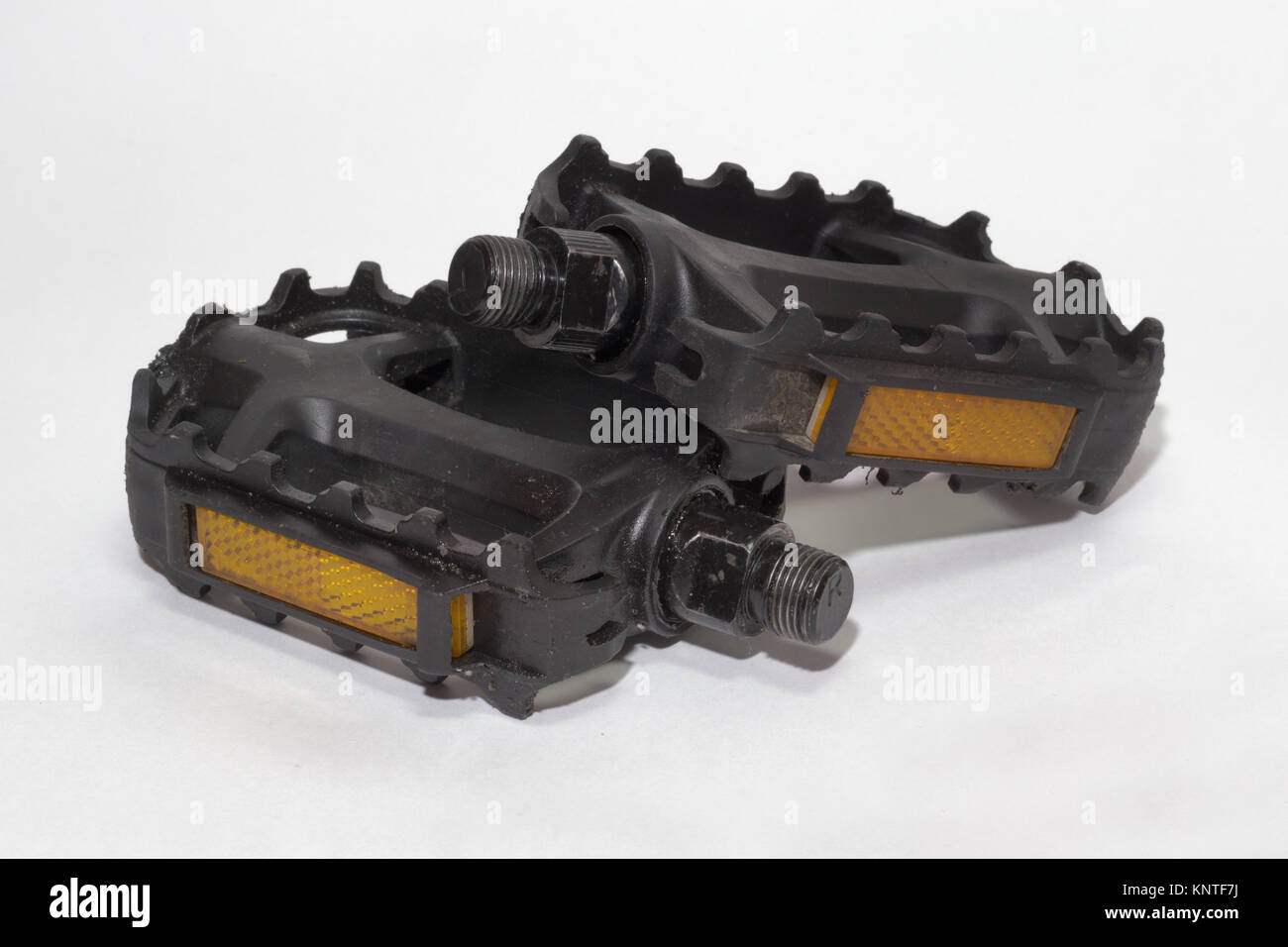 foot pedals for modern bike. left and right with reflectors Stock Photo ...