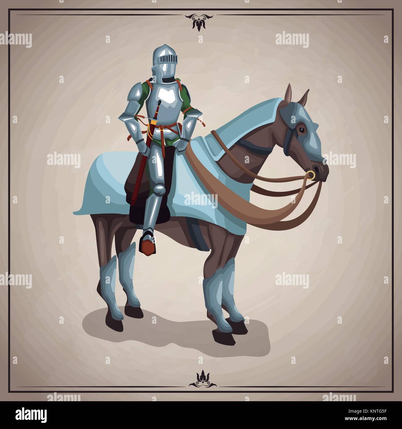 Medieval warrior with horse Stock Vector Image & Art - Alamy