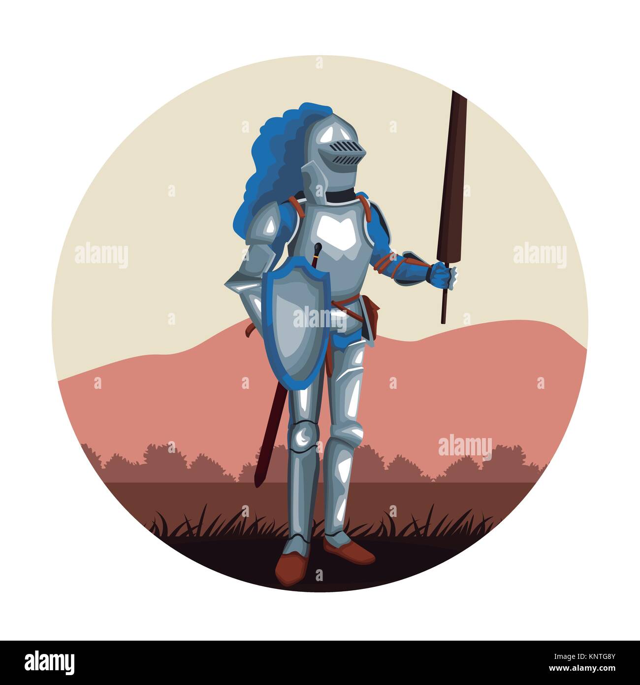 Fantasy landscape medieval warrior Stock Vector Images - Alamy