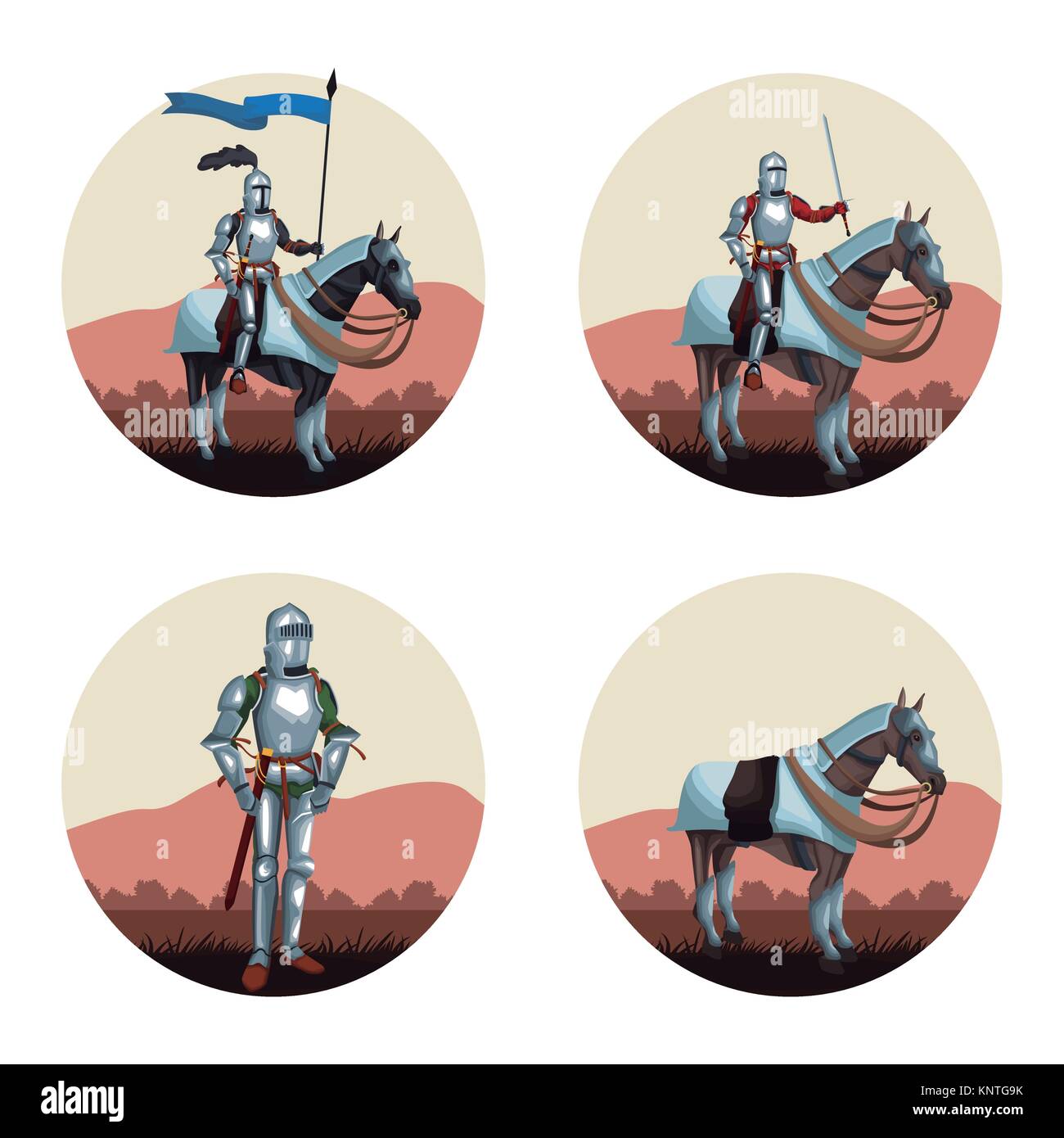 Medieval warriors rounds icons Stock Vector Image & Art - Alamy