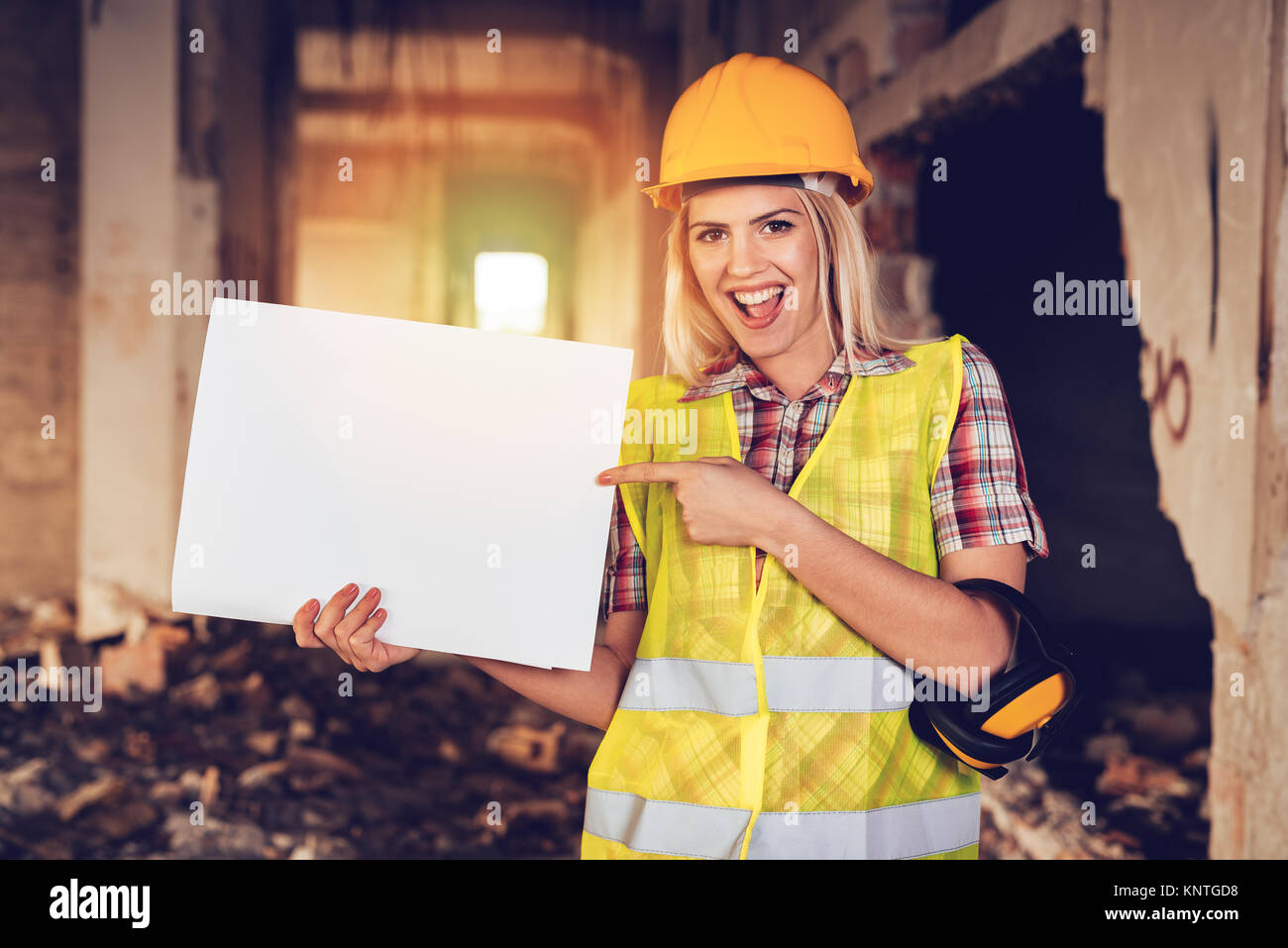 Happy female builder showing hi-res stock photography and images - Alamy