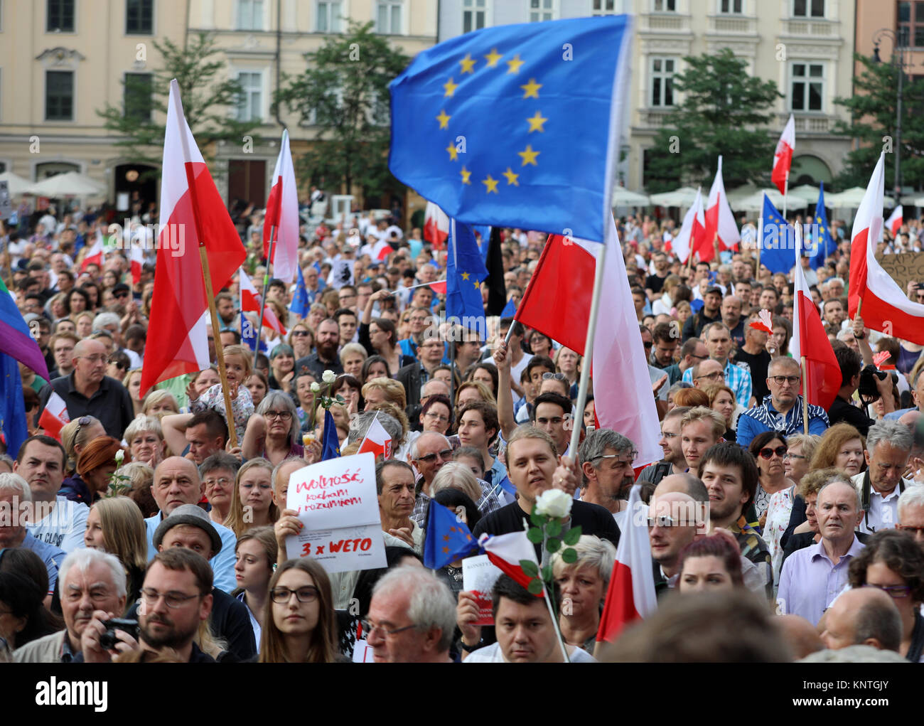 CRACOW, POLAND - JULY 23, 2017: Another day in Cracow thousands of ...