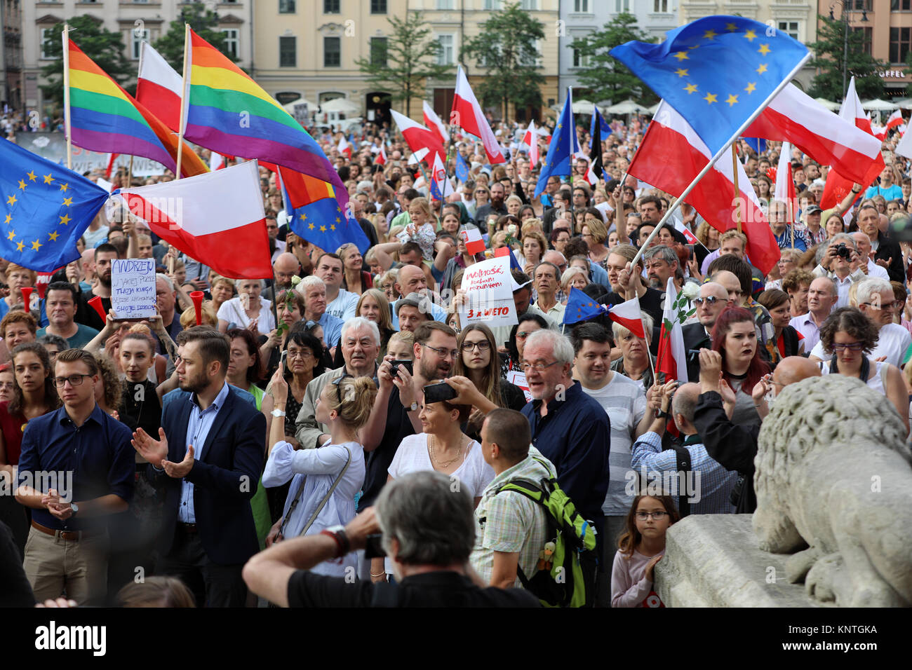 CRACOW, POLAND - JULY 23, 2017: Another day in Cracow thousands of ...