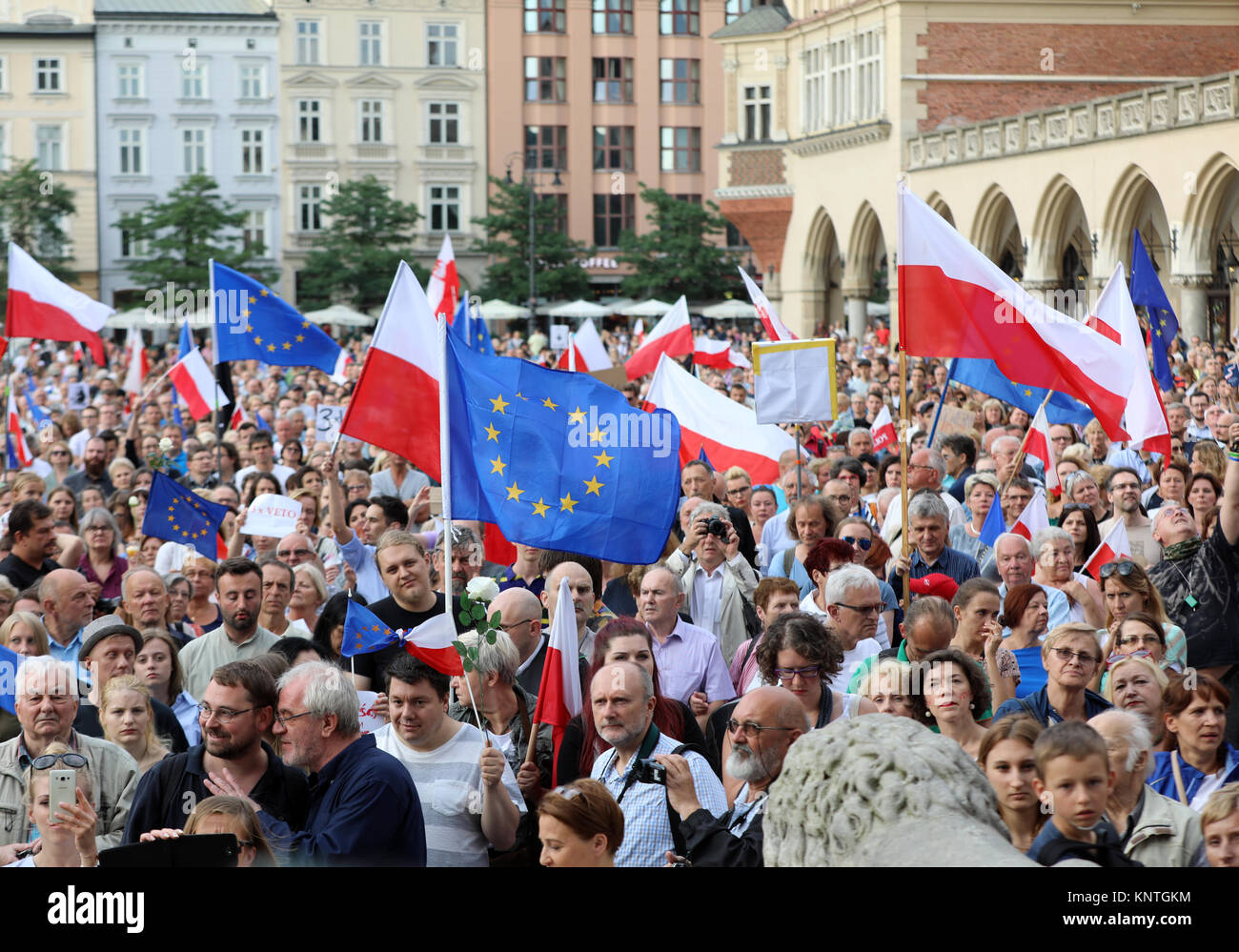 CRACOW, POLAND - JULY 23, 2017: Another day in Cracow thousands of ...