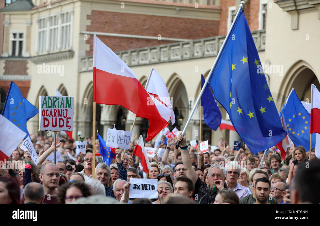 CRACOW, POLAND - JULY 23, 2017: Another day in Cracow thousands of ...