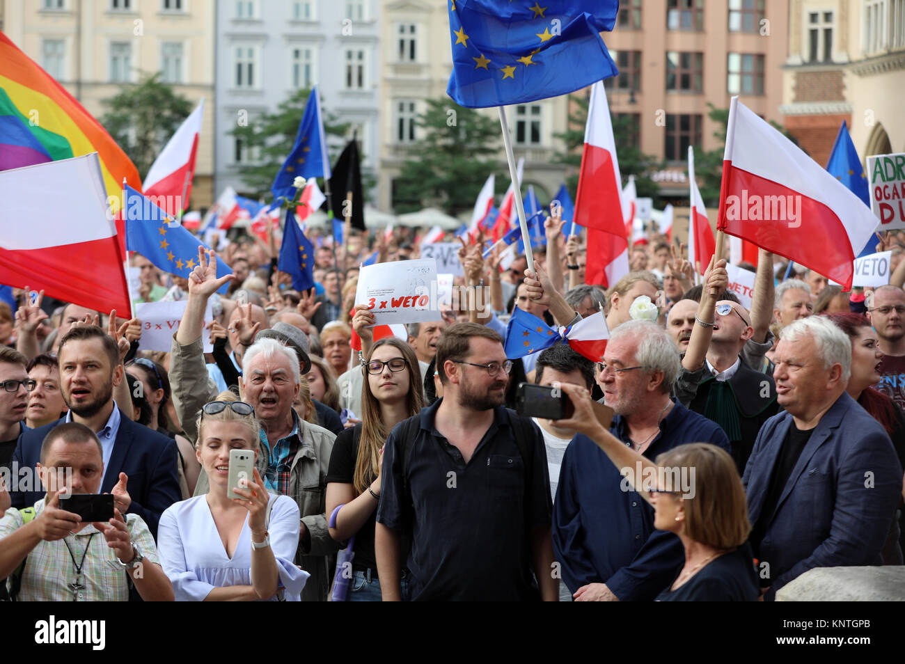 CRACOW, POLAND - JULY 23, 2017: Another day in Cracow thousands of ...