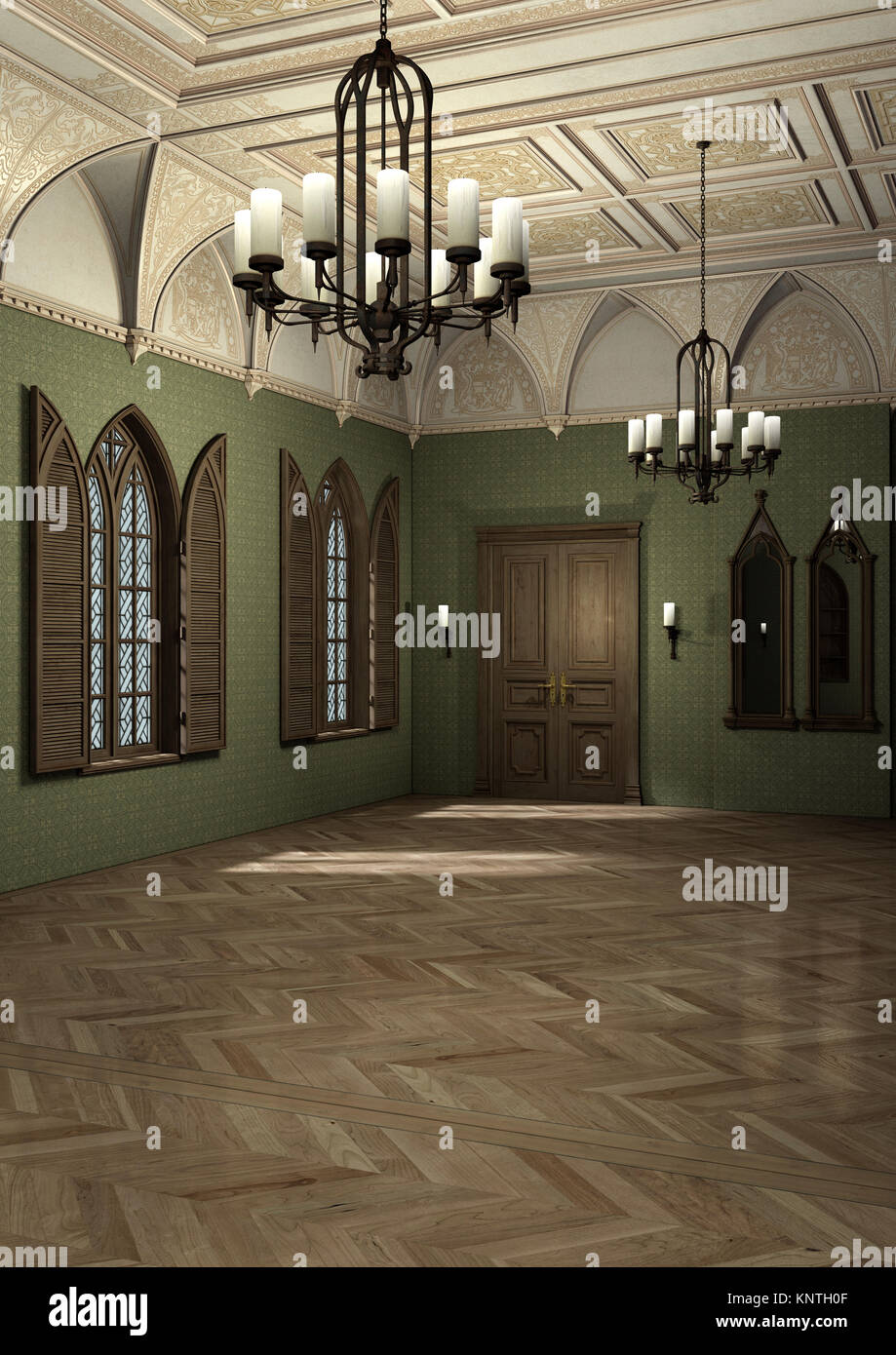 3D rendering of a gothic medieval style dark palace Stock Photo - Alamy