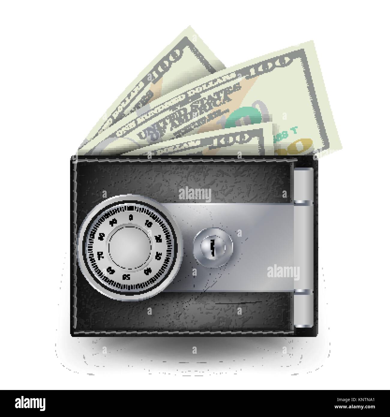 Leather Wallet Vector. Locked With Combination Lock. Modern Finance ...