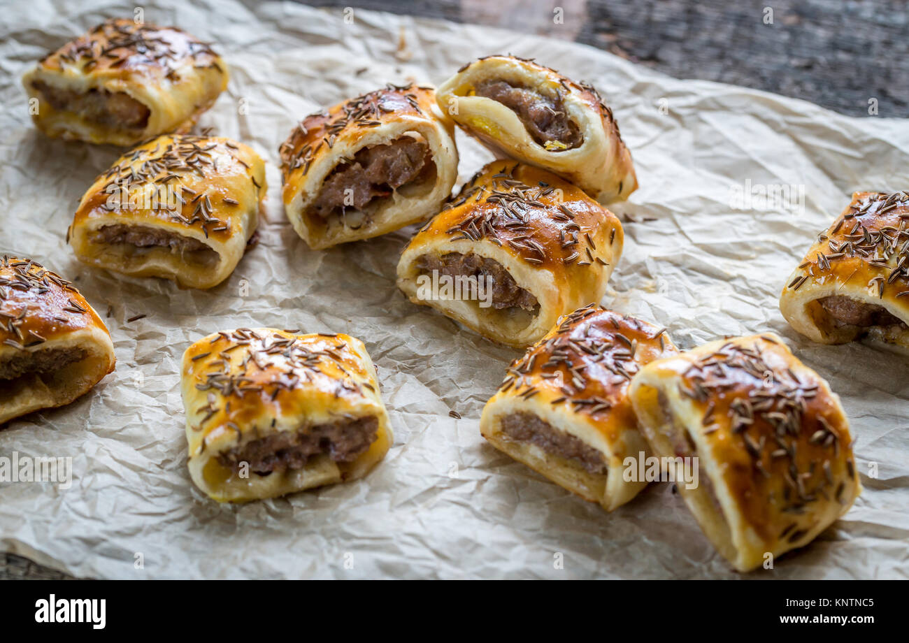 Homemade sausage rolls Stock Photo - Alamy