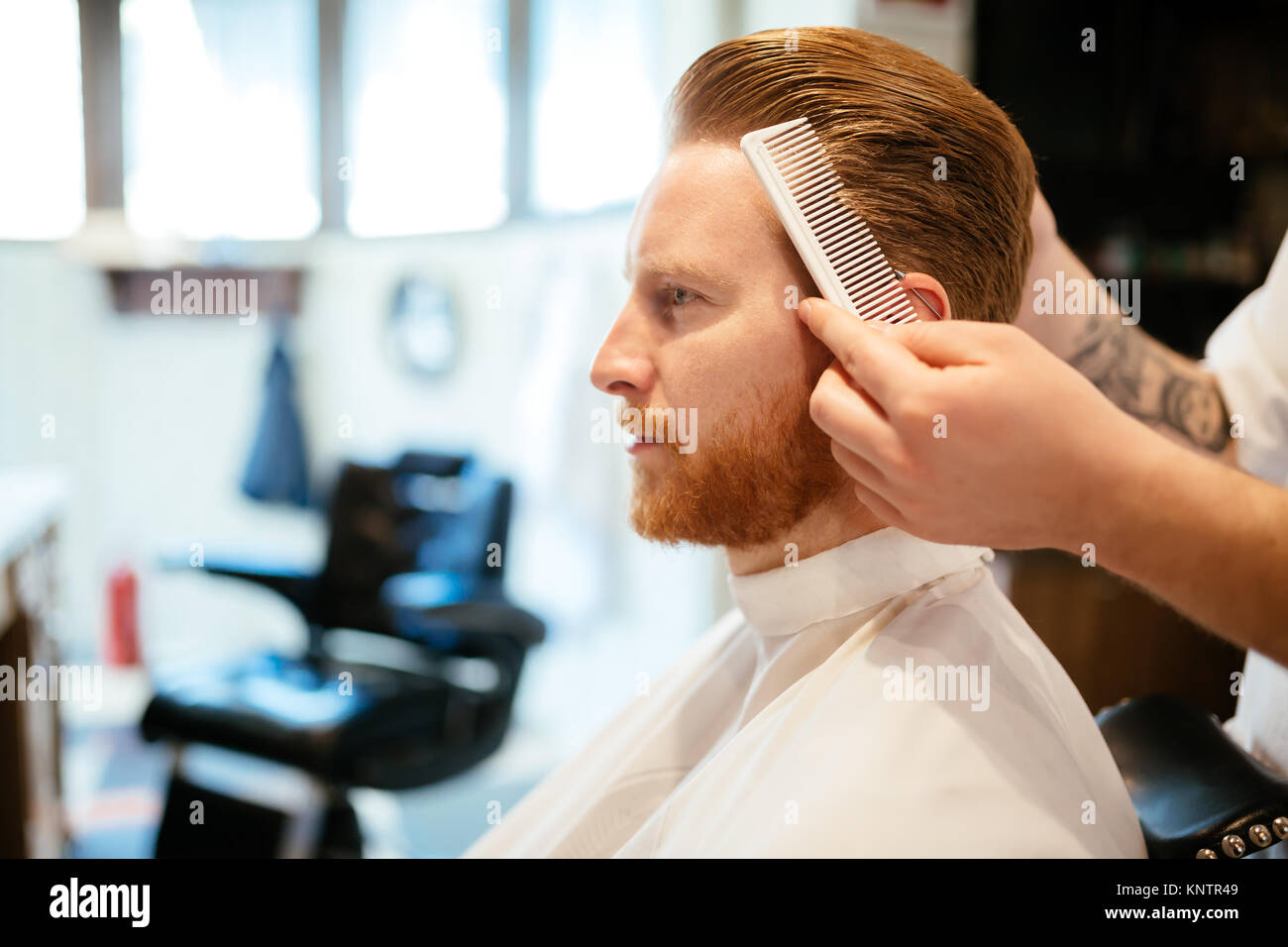 Combing of hair and styling Stock Photo - Alamy