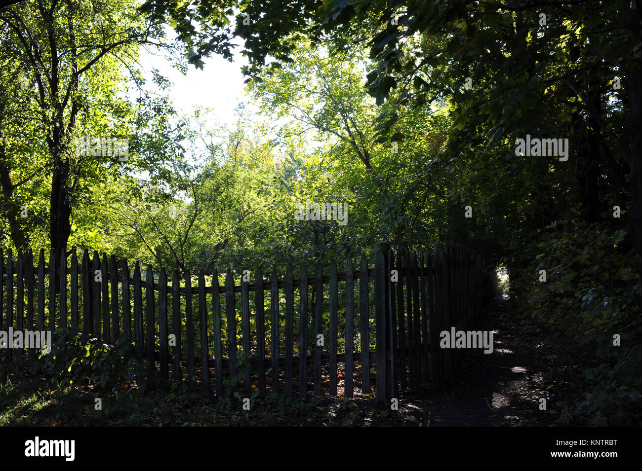 countryside open gate public pathway wooden fence Stock Photo - Alamy