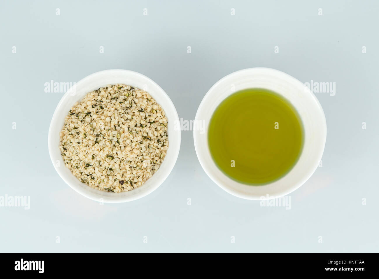 Top View of Hemp Oil and Hemp Hearts Stock Photo - Alamy