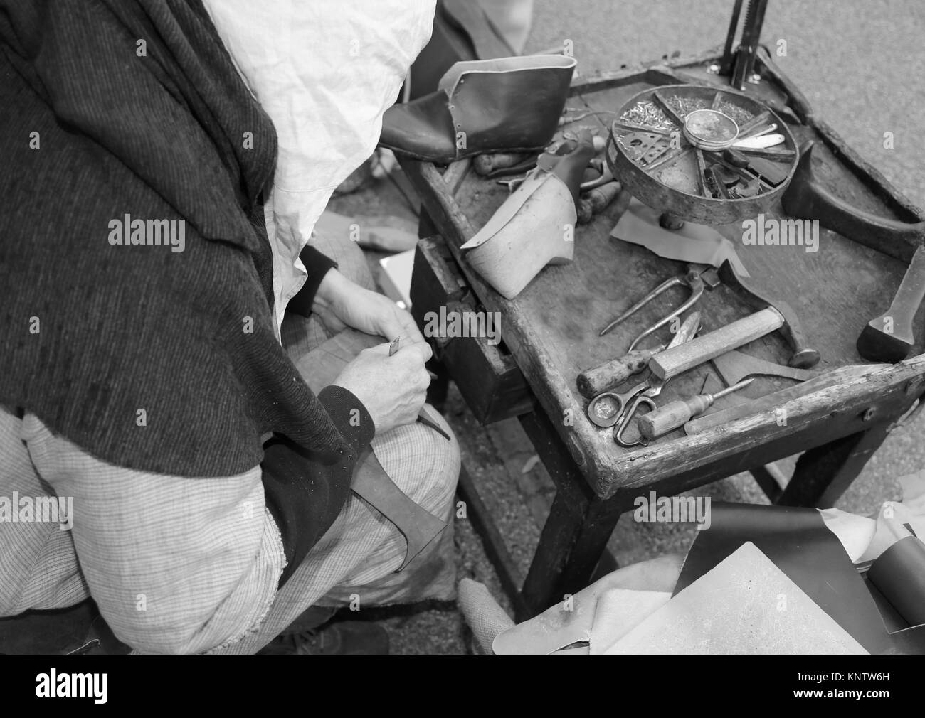 Workman shoes Black and White Stock Photos & Images - Alamy