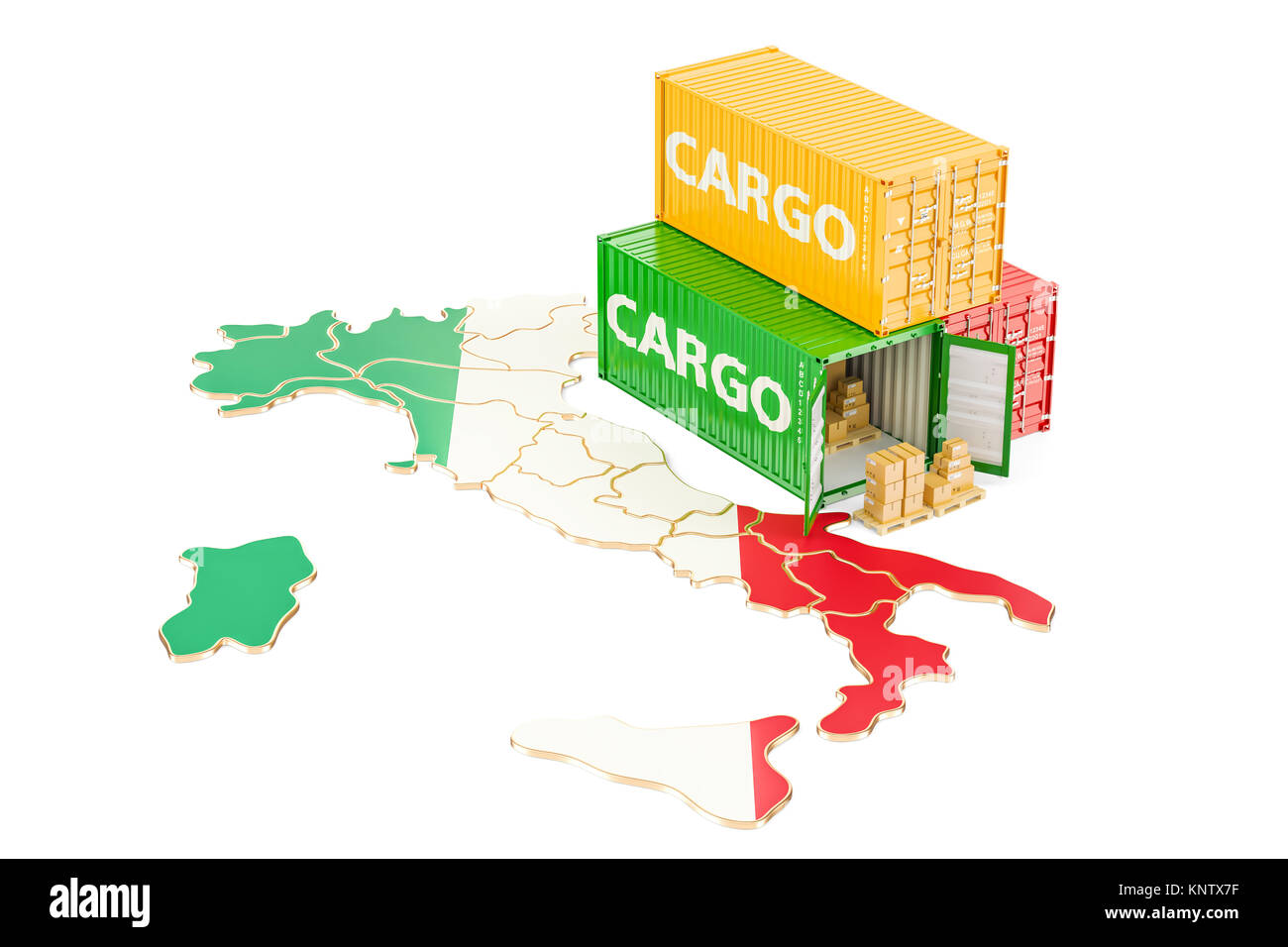 Cargo Shipping and Delivery from Italy isolated on white background ...