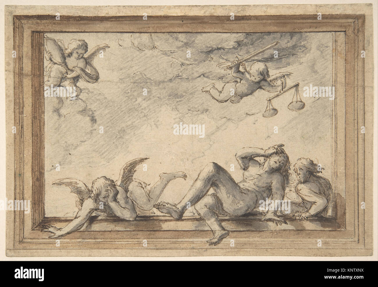 This artwork is a design for a ceiling featuring an allegorical ...