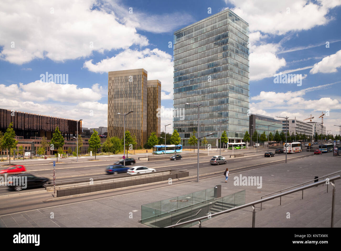 Street in front of European Court of Justice, EU Building, Kirchberg ...