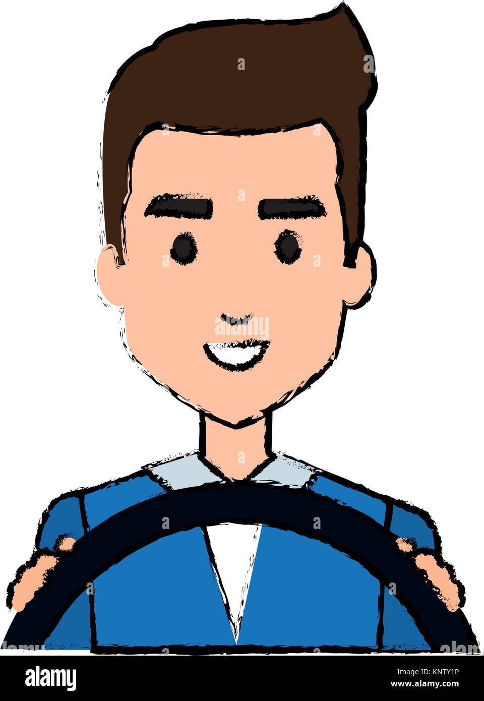 young man driving with steering wheel vector illustration design Stock ...