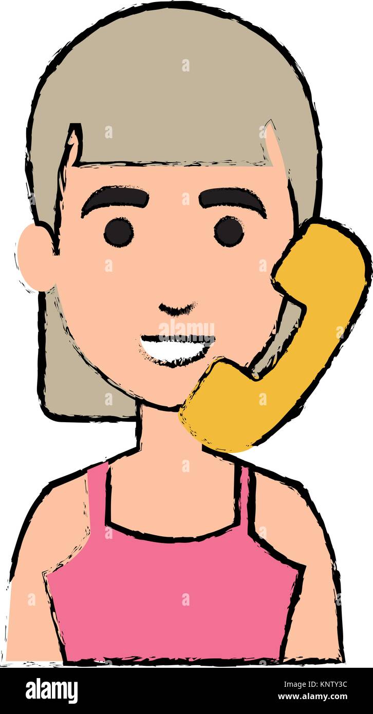 woman with telephone calling vector illustration design Stock Vector ...