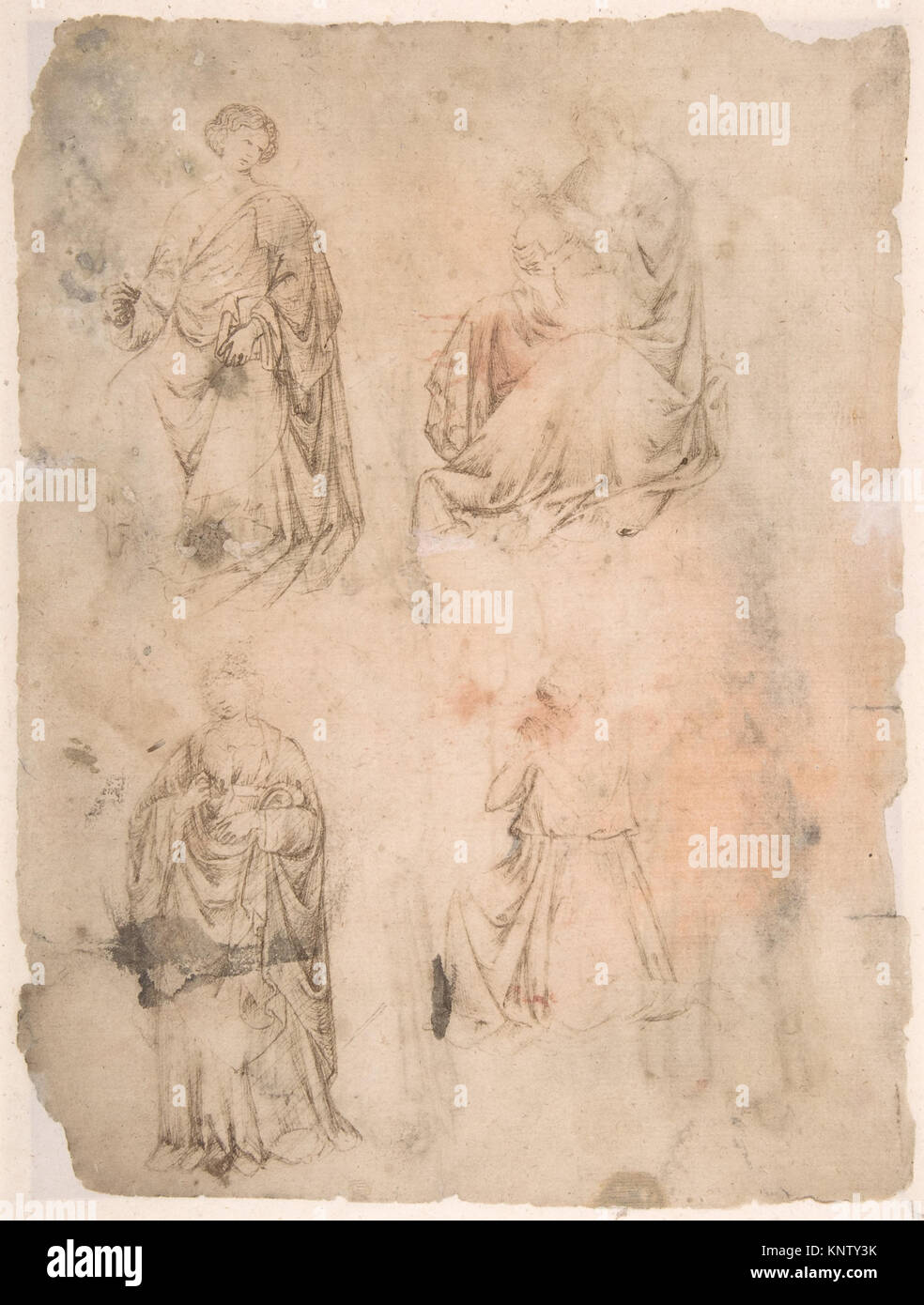 This double-sided artwork depicts four saints on the recto and two ...