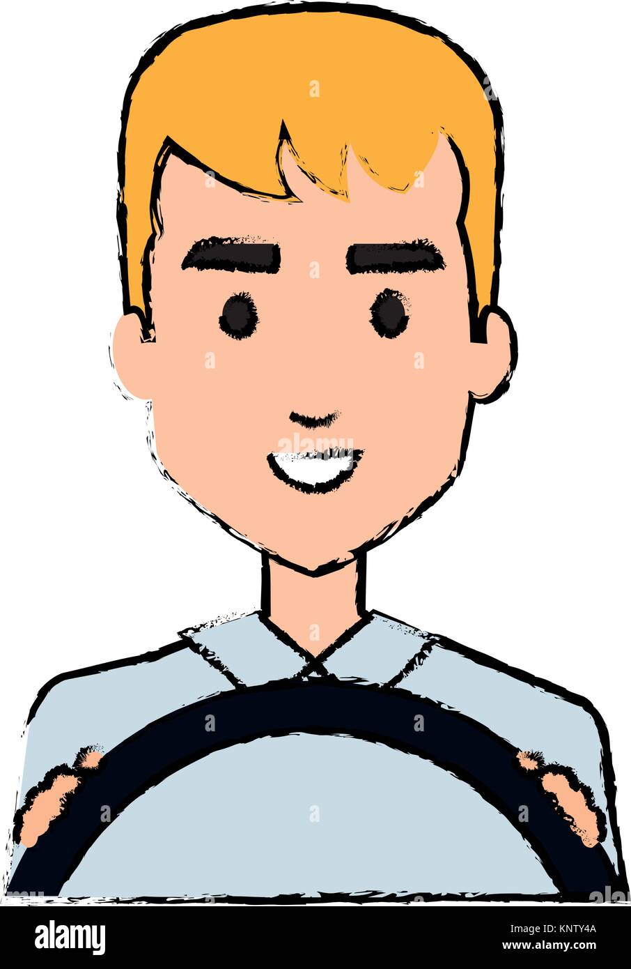 young man driving with steering wheel vector illustration design Stock ...