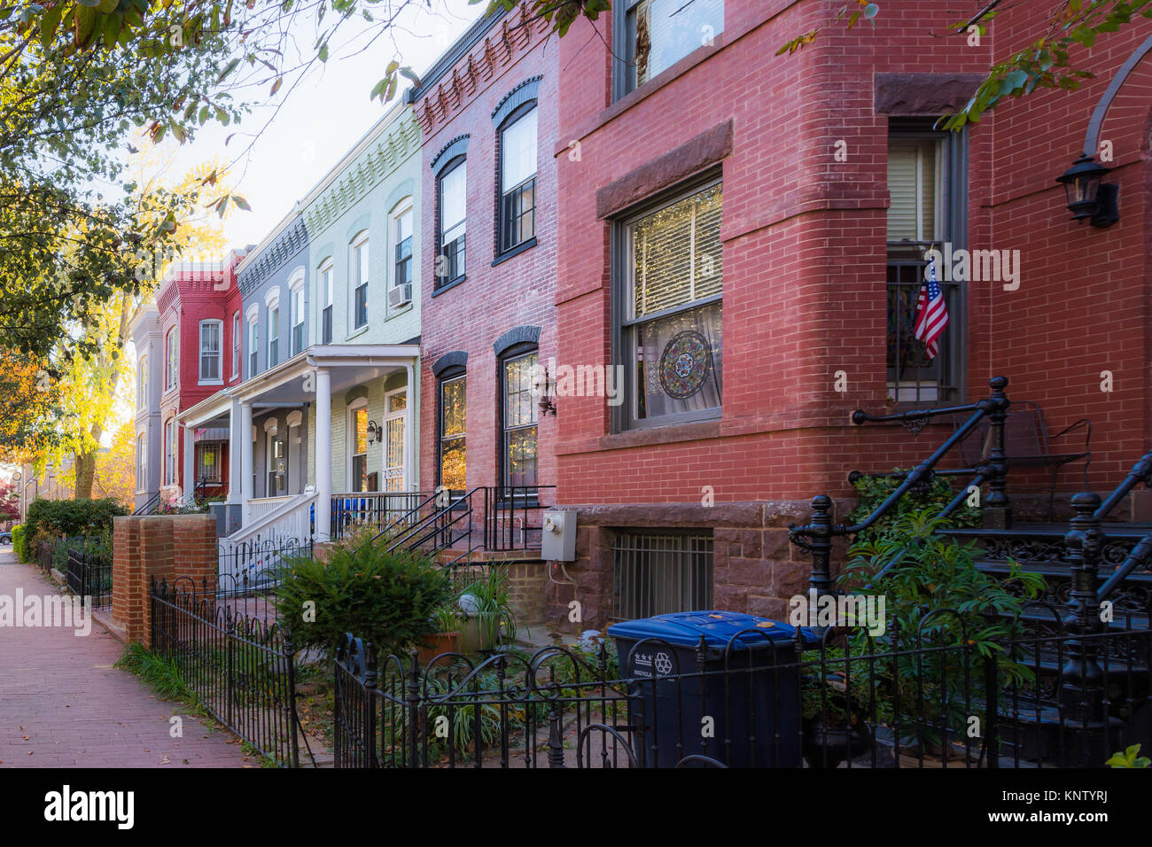Washington DC Row Colorful Townhouses Brick Architecture Exterior ...