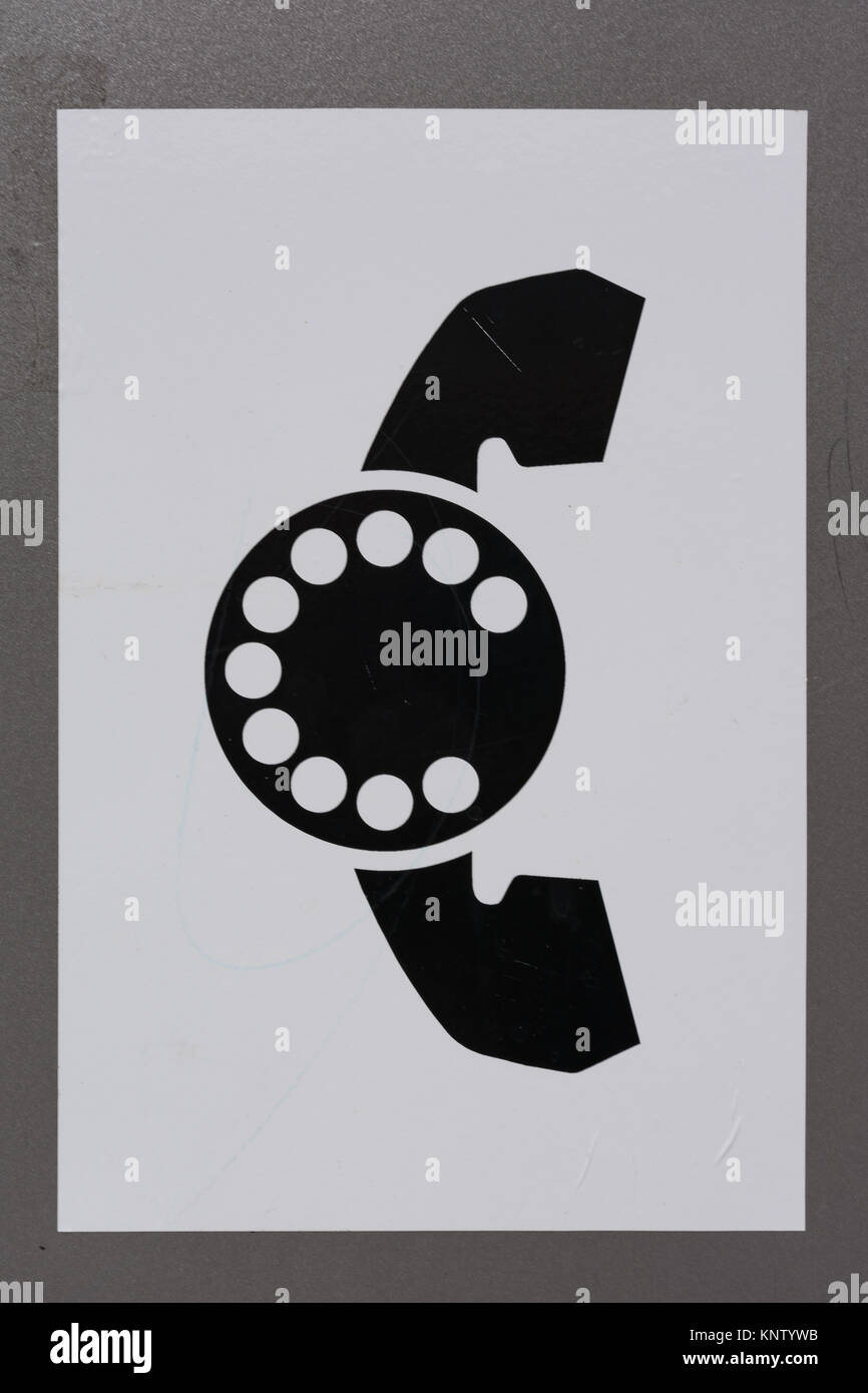 Telephone Sticker Diagram Emergency Sign Black White Stock Photo - Alamy