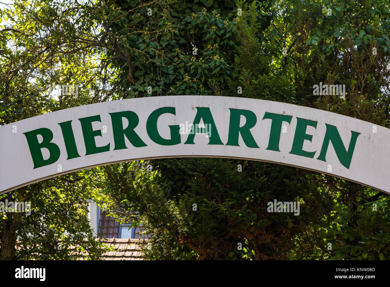 Biergarten Beer Garden Germany Traditional Green Sign Outside Stock ...