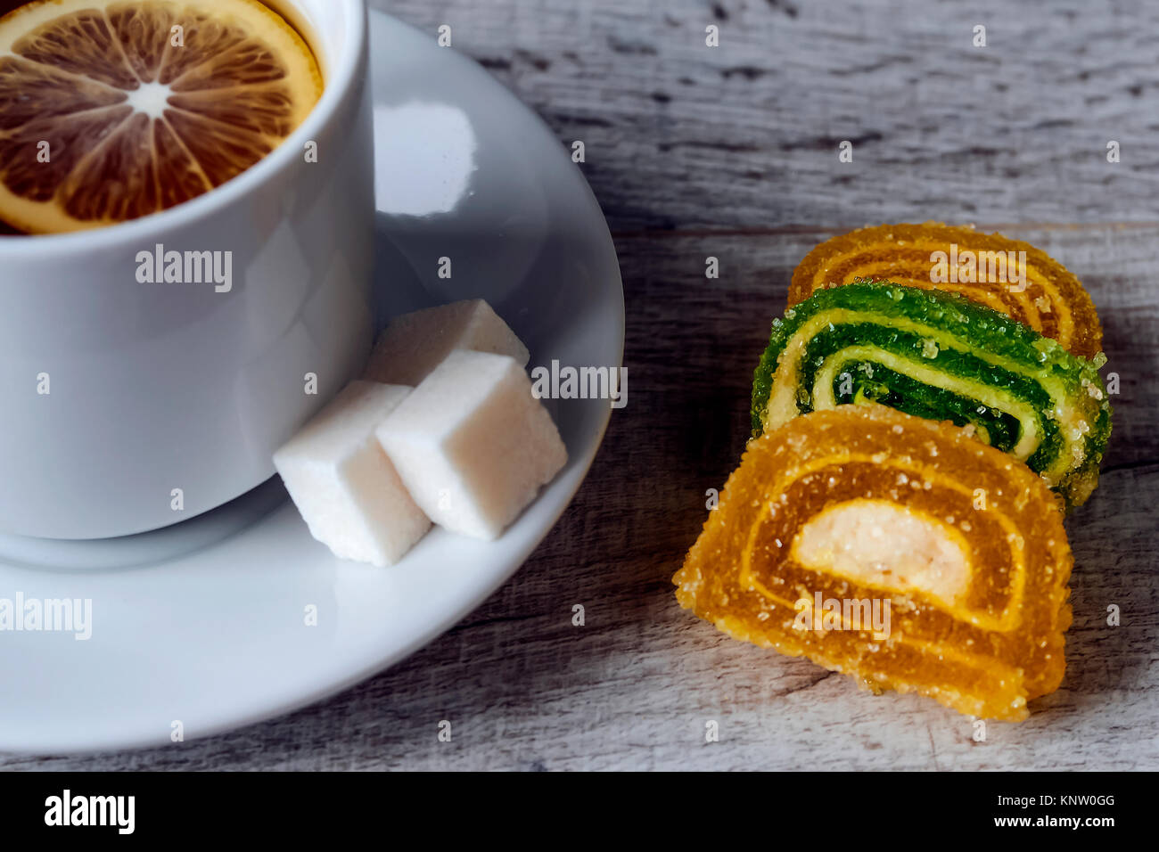 Tea with lemon for Breakfast in the morning Stock Photo - Alamy
