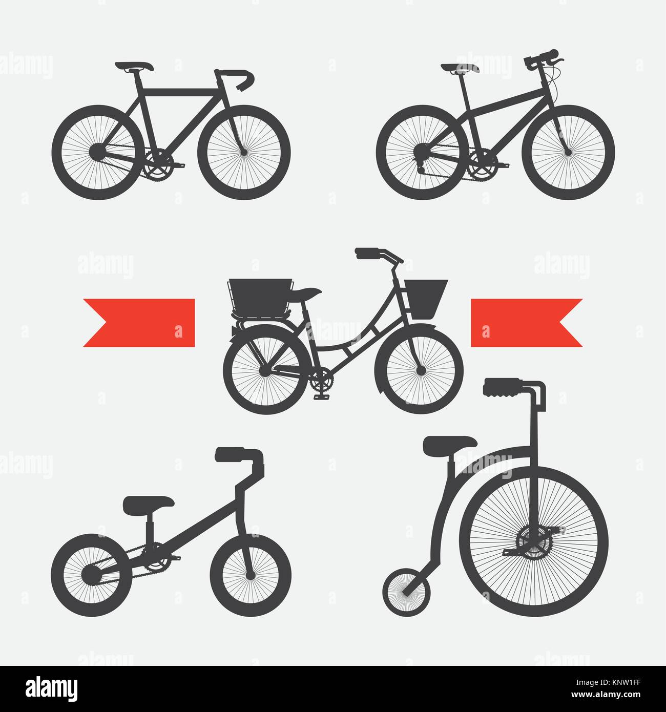 set of the different bicycles sport transport touring Stock Vector ...