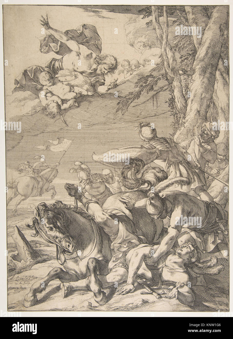 Illustration depicting the biblical conversion of St. Paul, showing ...