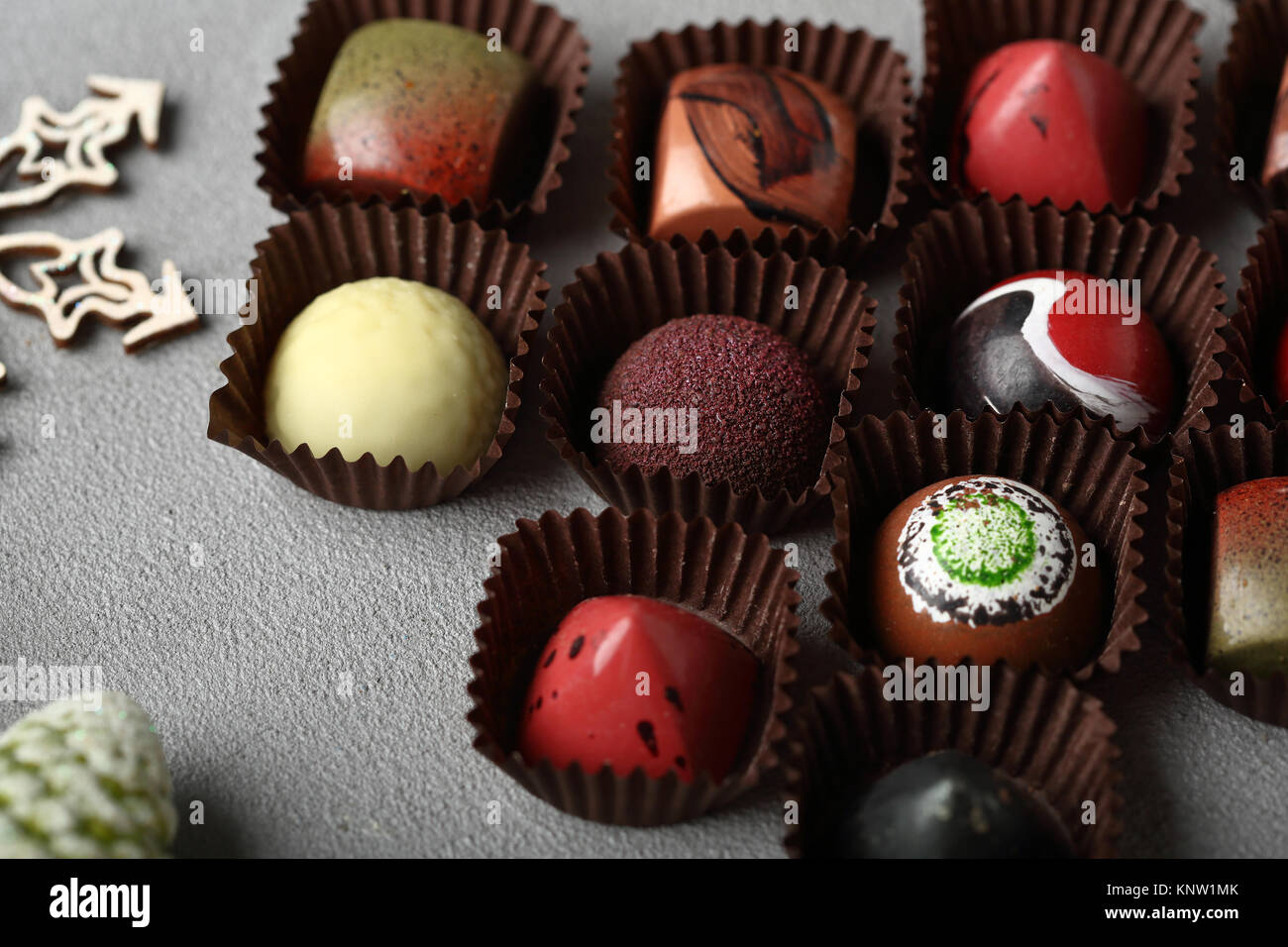 Chocolate candy set closeup, sweet food Stock Photo - Alamy