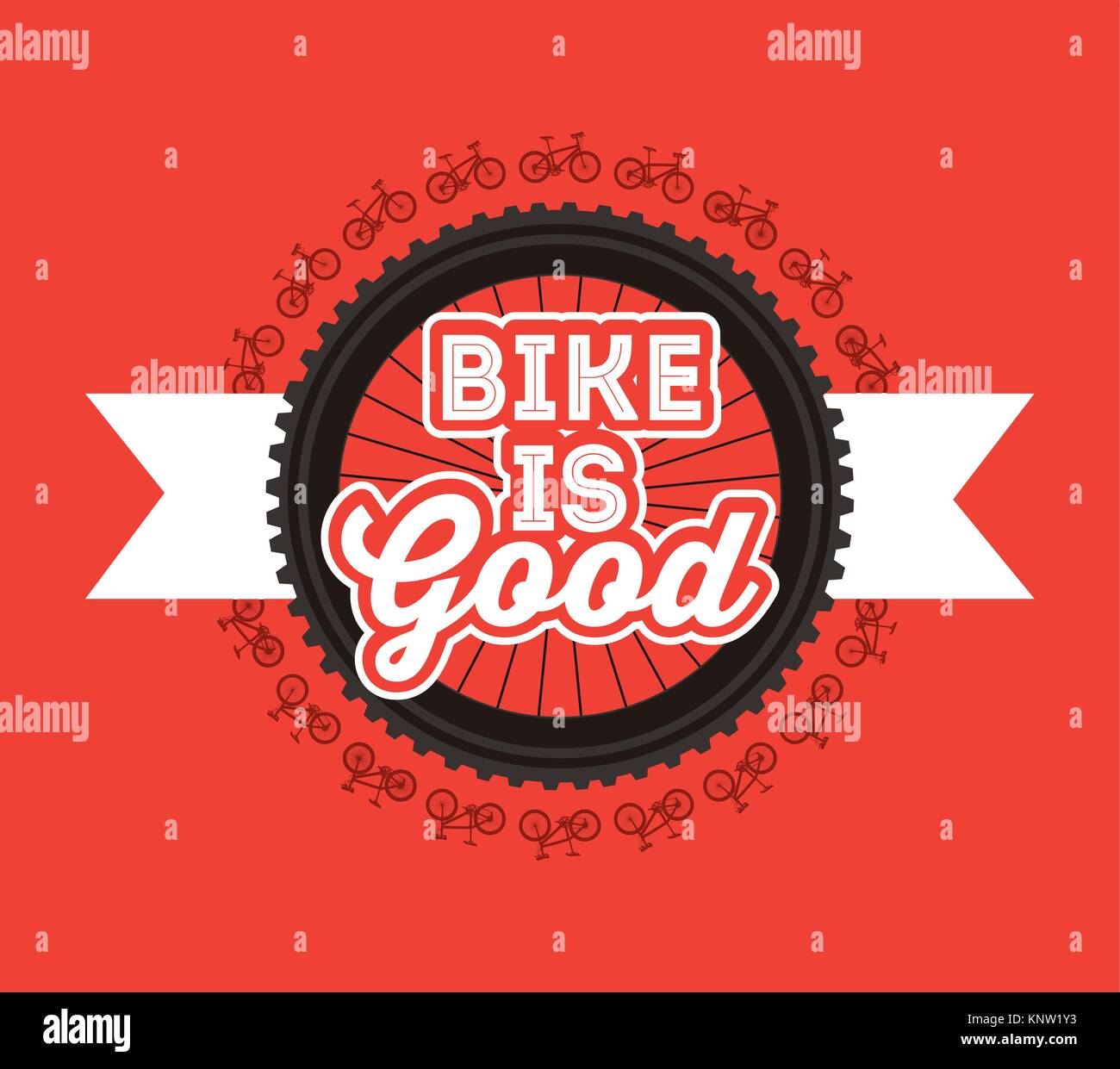 bike is good bicycles wheel ribbon banner red background Stock Vector ...
