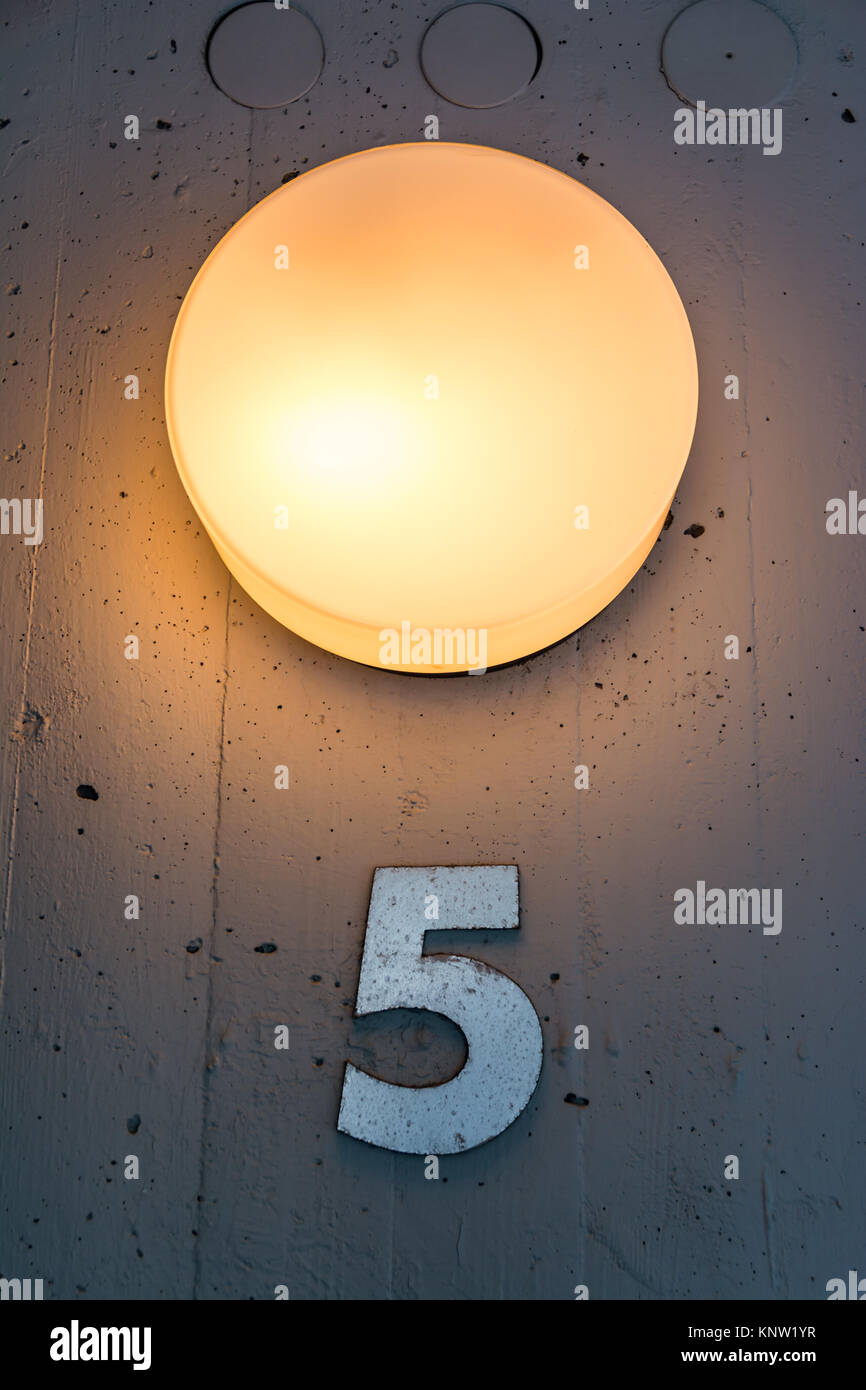 Five 5 Apartment Floor Number Map Wall Metal Light Decoration Stock ...