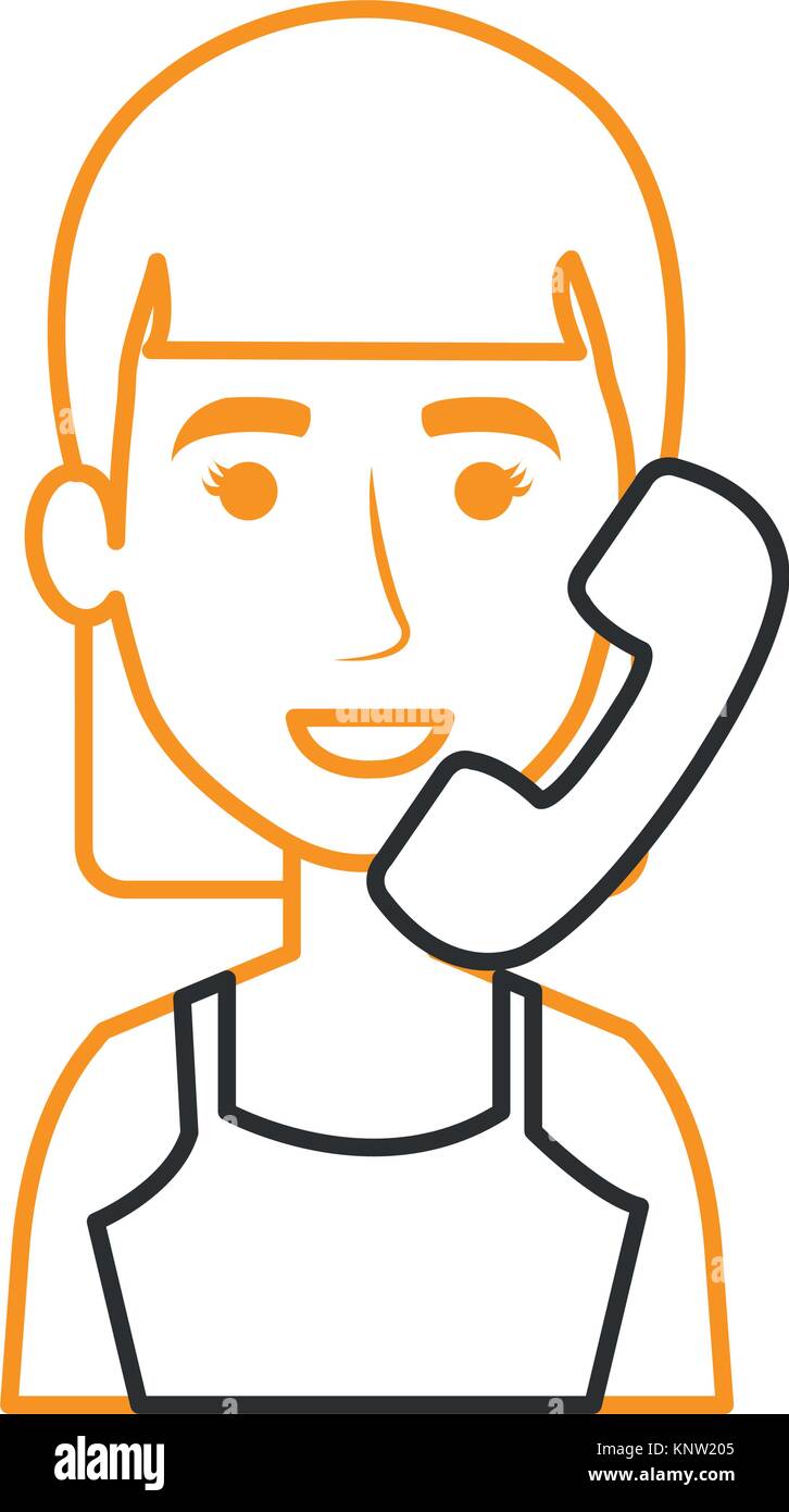 woman with telephone calling vector illustration design Stock Vector ...