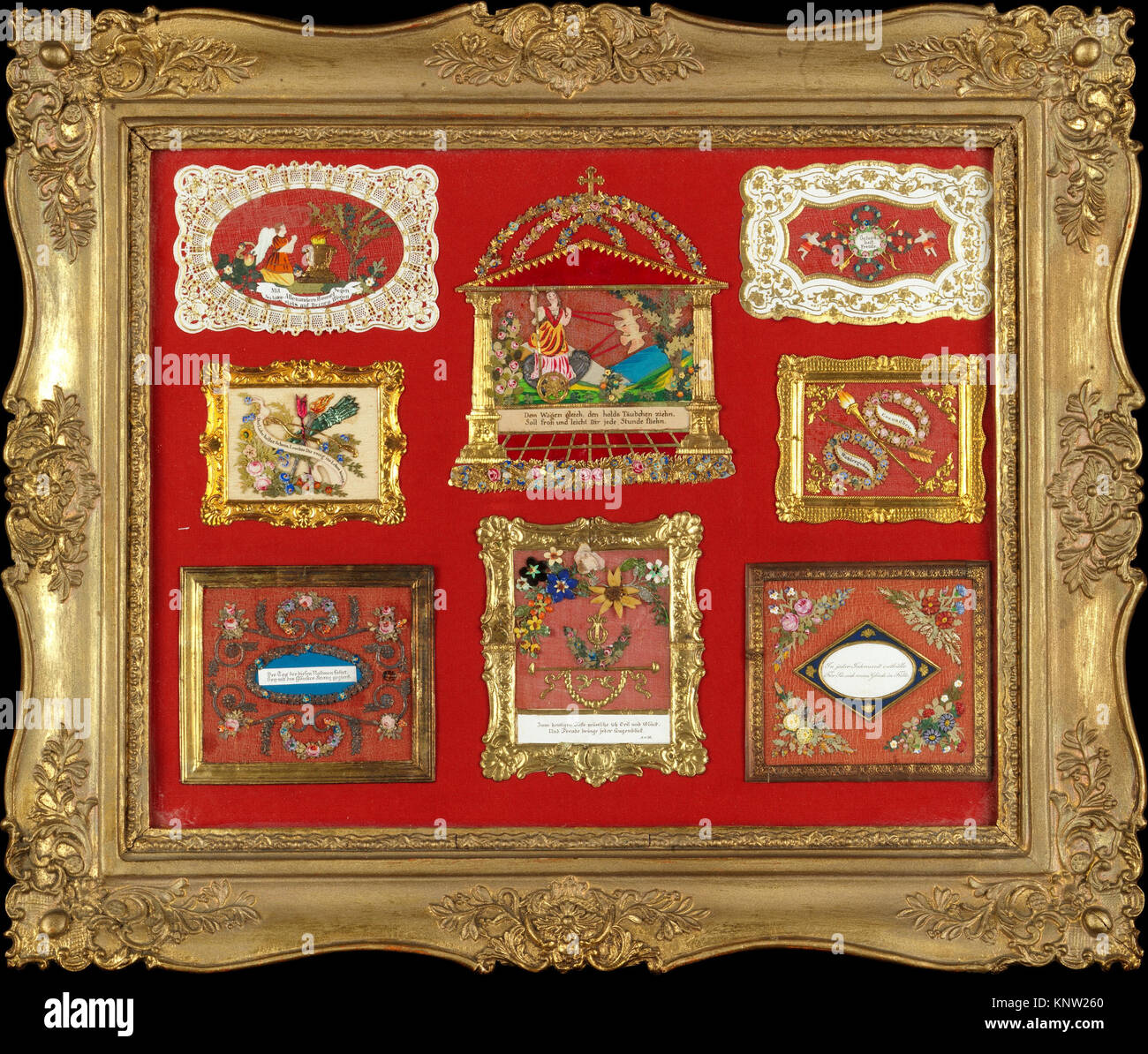 Set of eight Kunstbillets, small decorative drawings, showing varied ...
