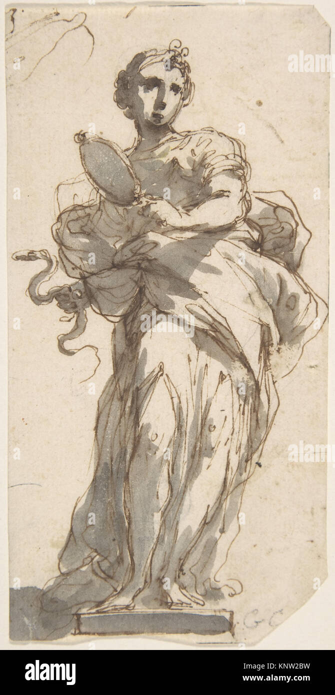 This illustration depicts a statue of Prudence, including sketches in ...