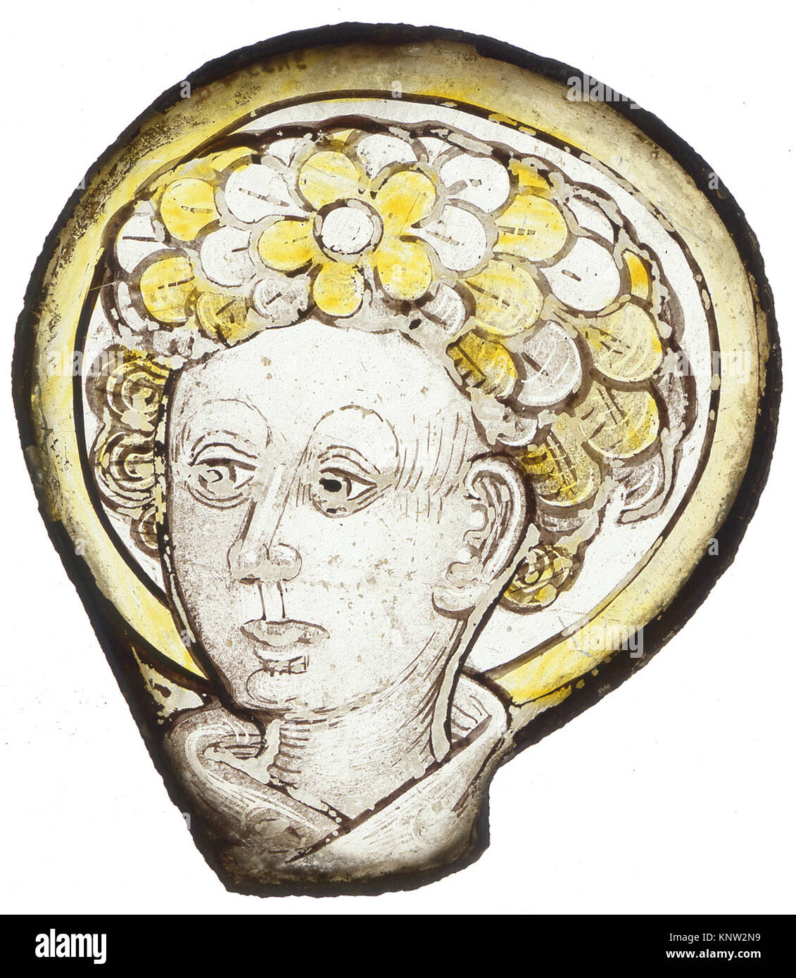 Illustrated depiction of the head of a saint, showing facial features ...