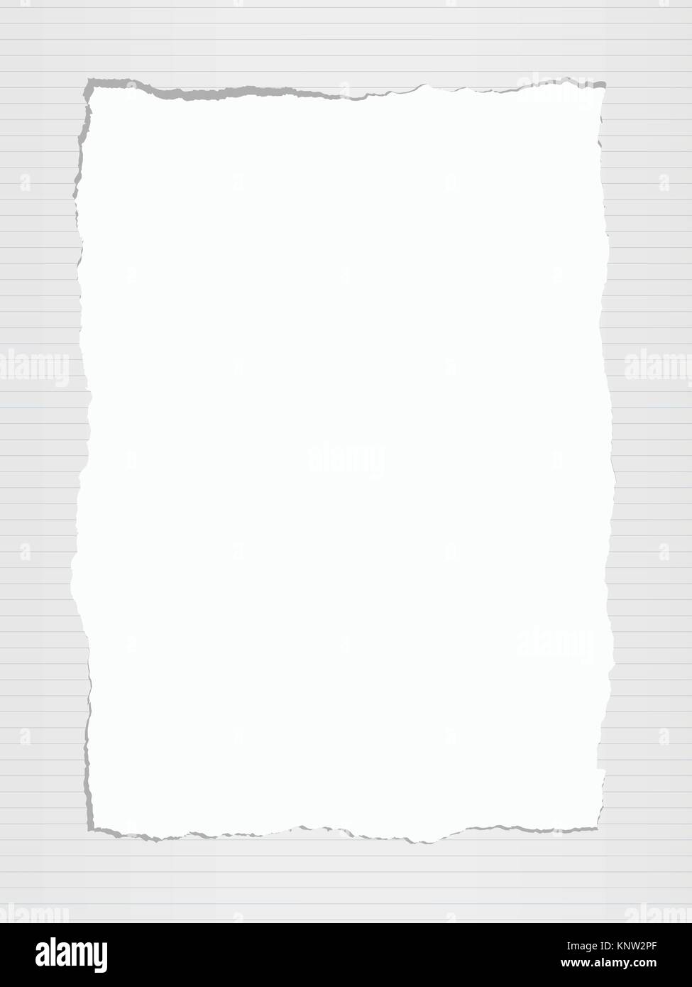 The sheet of ripped lined paper for the text or a message in the centre ...